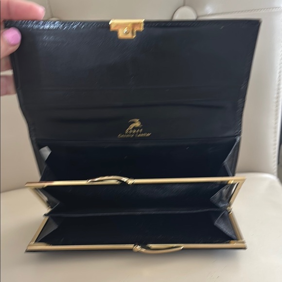 Koret | Bags | Koret Black Crocodileembossed Wallet With Gold Accent ...